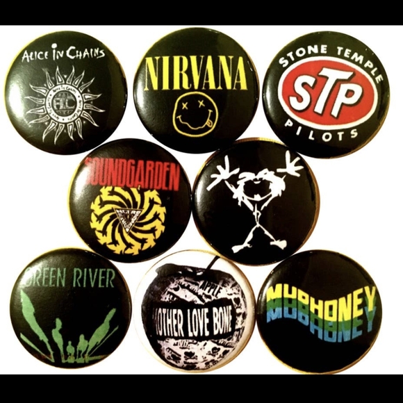 Accessories | Grunge 199s 90s Bands X 8 New 1 Inch 25mm Button Pin ...
